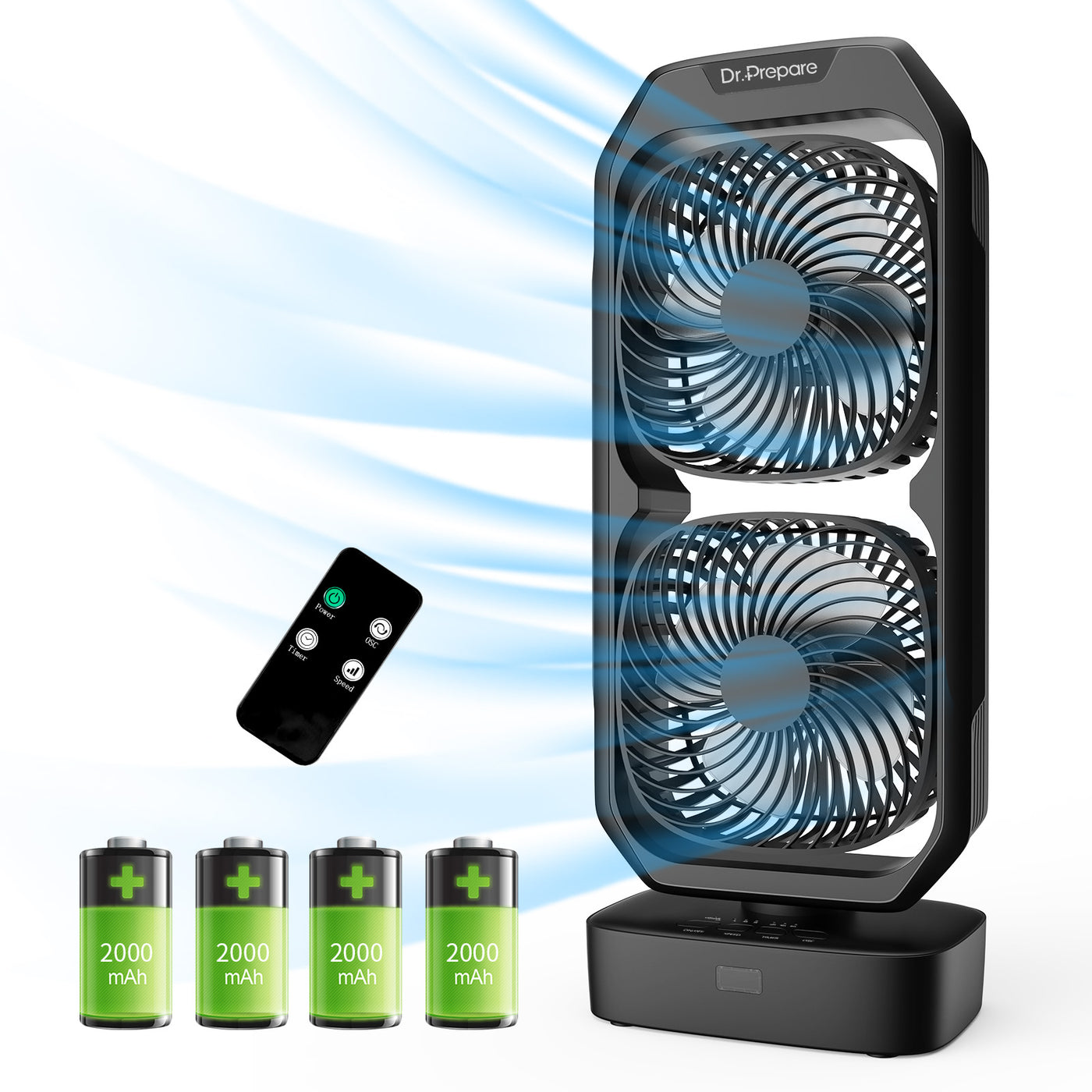 16 inch Dual Oscillating Tower Fan | Dr.Prepare